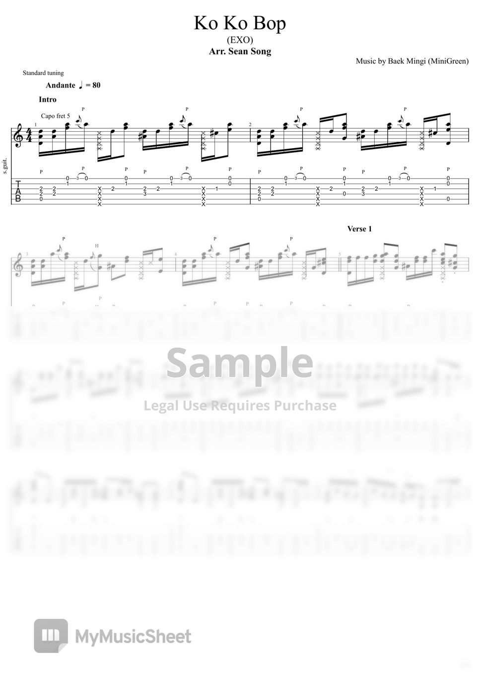 EXO (엑소) - Ko Ko Bop (코코밥) 악보