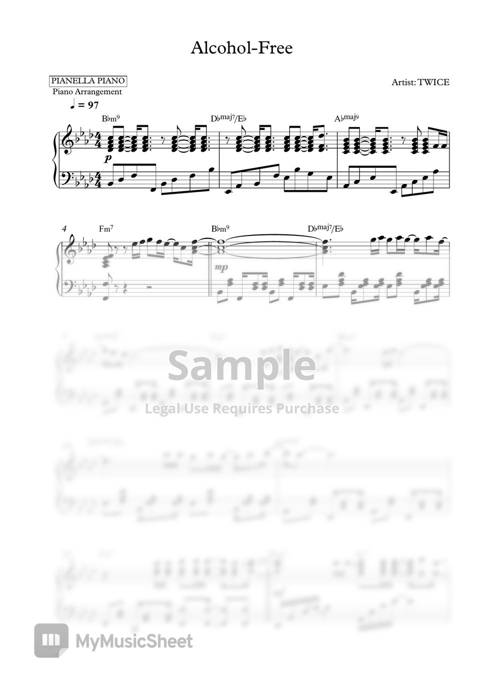 TWICE - Alcohol-Free (Piano Sheet) Sheets by Pianella Piano