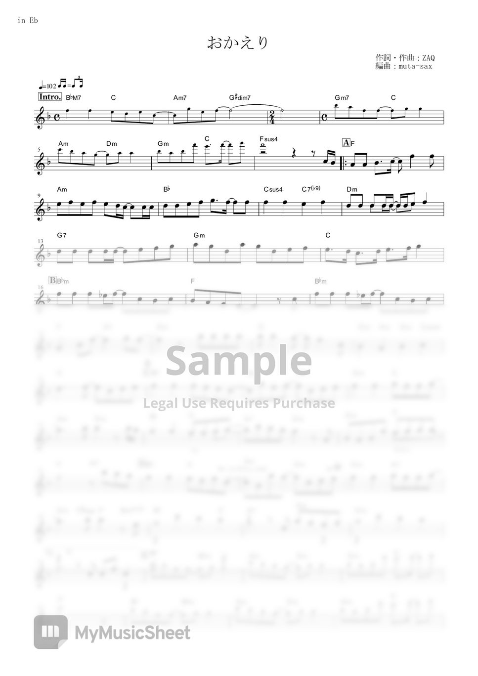 Non Non Biyori Repeat - Okaeri (in Eb) Sheet Music