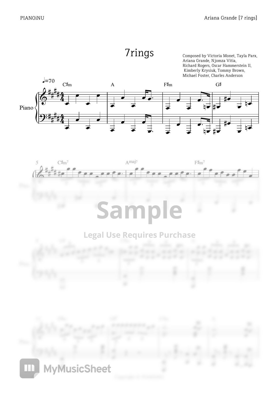 - Ariana Grande - 7 rings Sheets by PIANOiNU