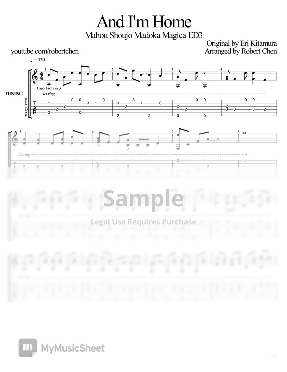 Eri Kitamura - Madoka Magica ED3 - "And I'm Home" Sheet Music by Robert ...