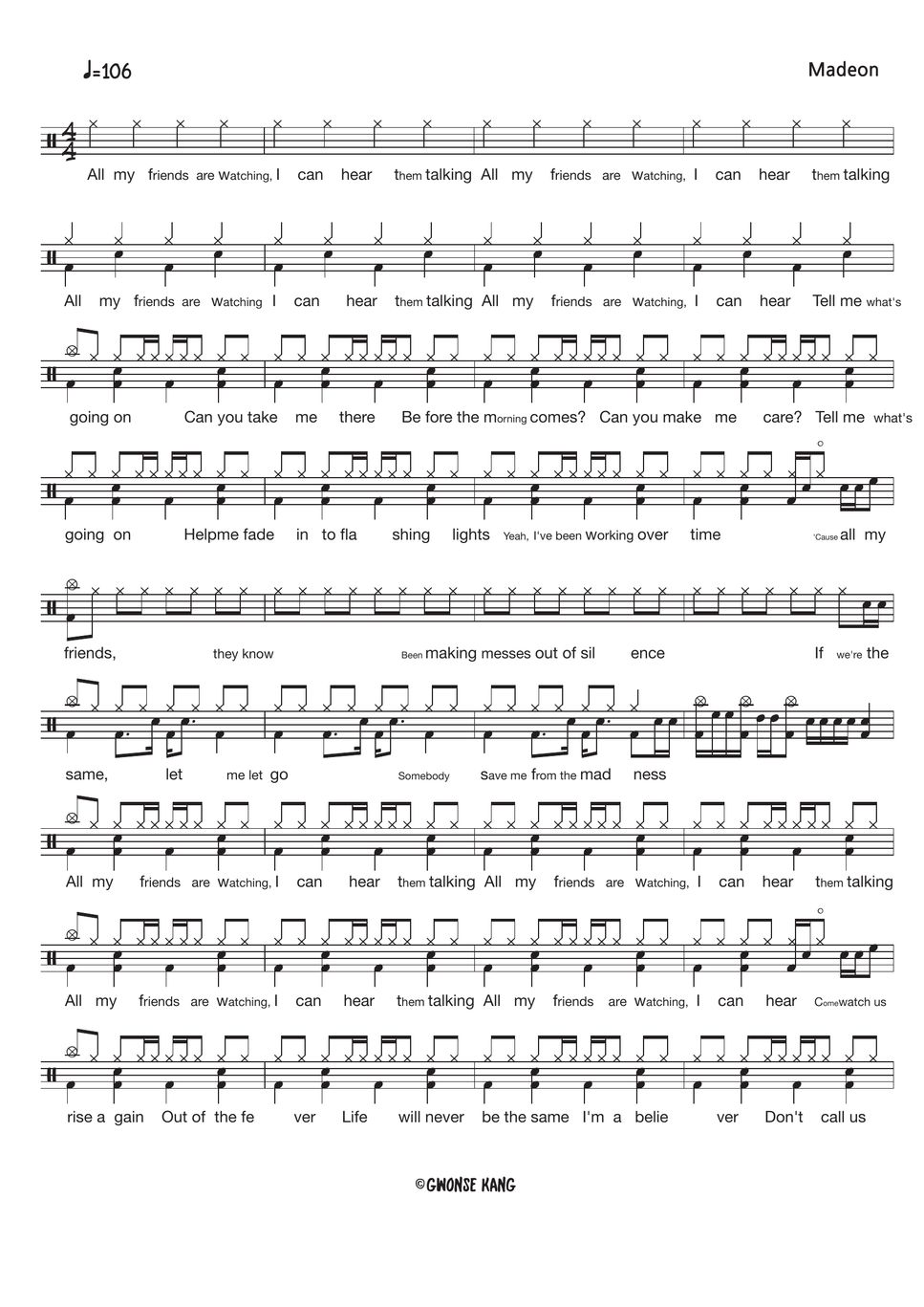 Madeon - All My Friends Hoja by Gwon's DrumLesson