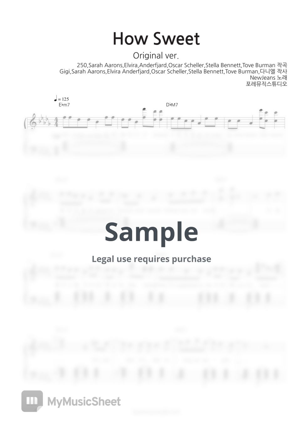 NewJeans - How sweet (Db key) Sheets by Fauré music studio