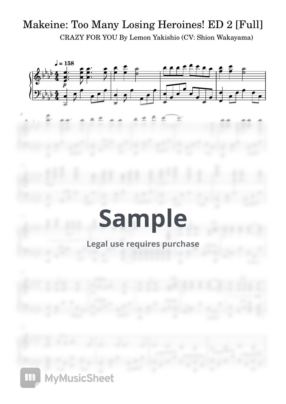 Lemon Yakishio - 『CRAZY FOR YOU』 Makeine: Too Many Losing Heroines! - ED 2 (『CRAZY FOR YOU ...