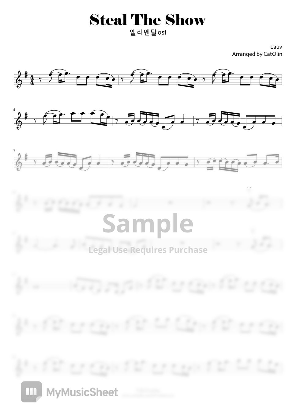 Lauv - Steal The Show (From "엘리멘탈") Sheets by 캣올린CatOlin