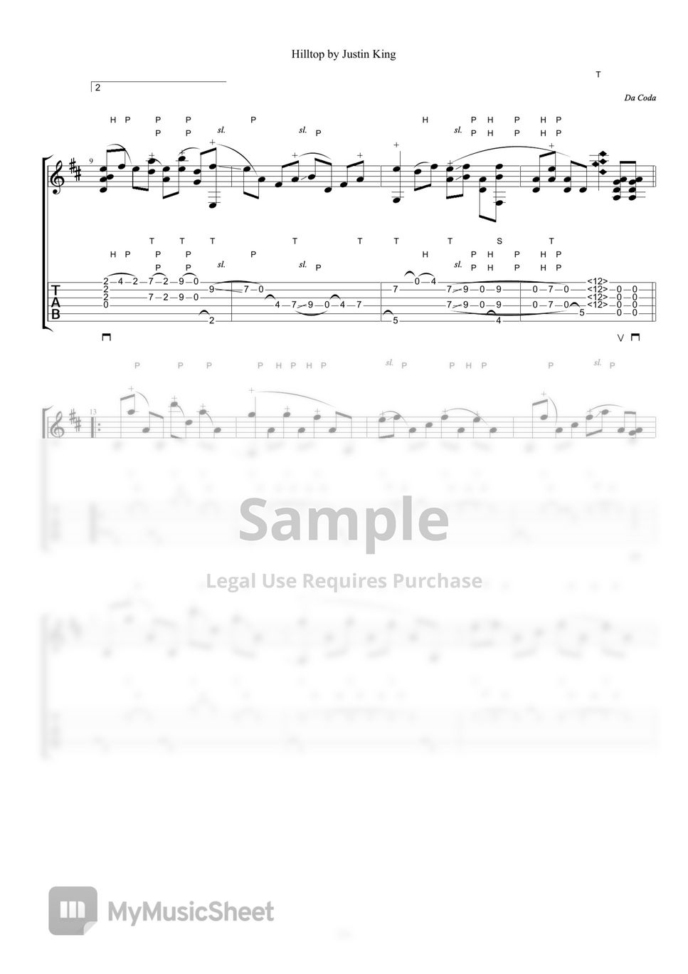 Justin King - Untitled Project (TAB Sheet Music) แทป + บรรทัด 5 เส้น 1 ...
