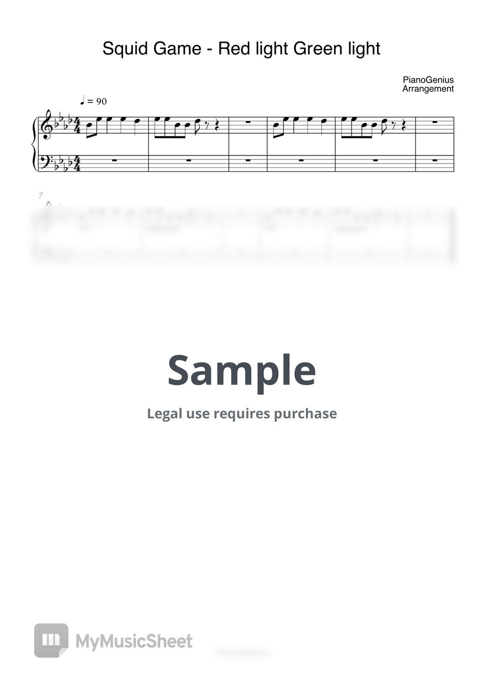 Squid Game - Red Light Green Light (EASY) 악보 by PianoGenius