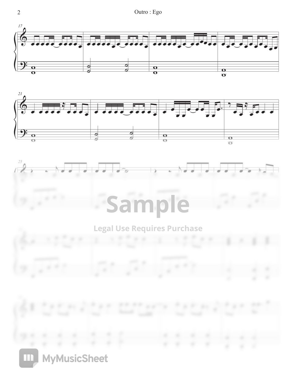 BTS (방탄소년단) - Outro : EGO (Easy ver.) Sheets by Jinnie J