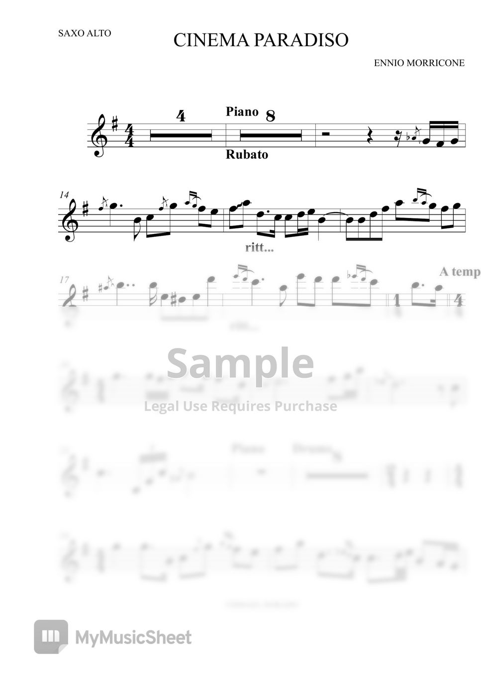 Cinema Paradiso - Ennio Morricone. Arreglo Warren Hill (Alto Sax ...