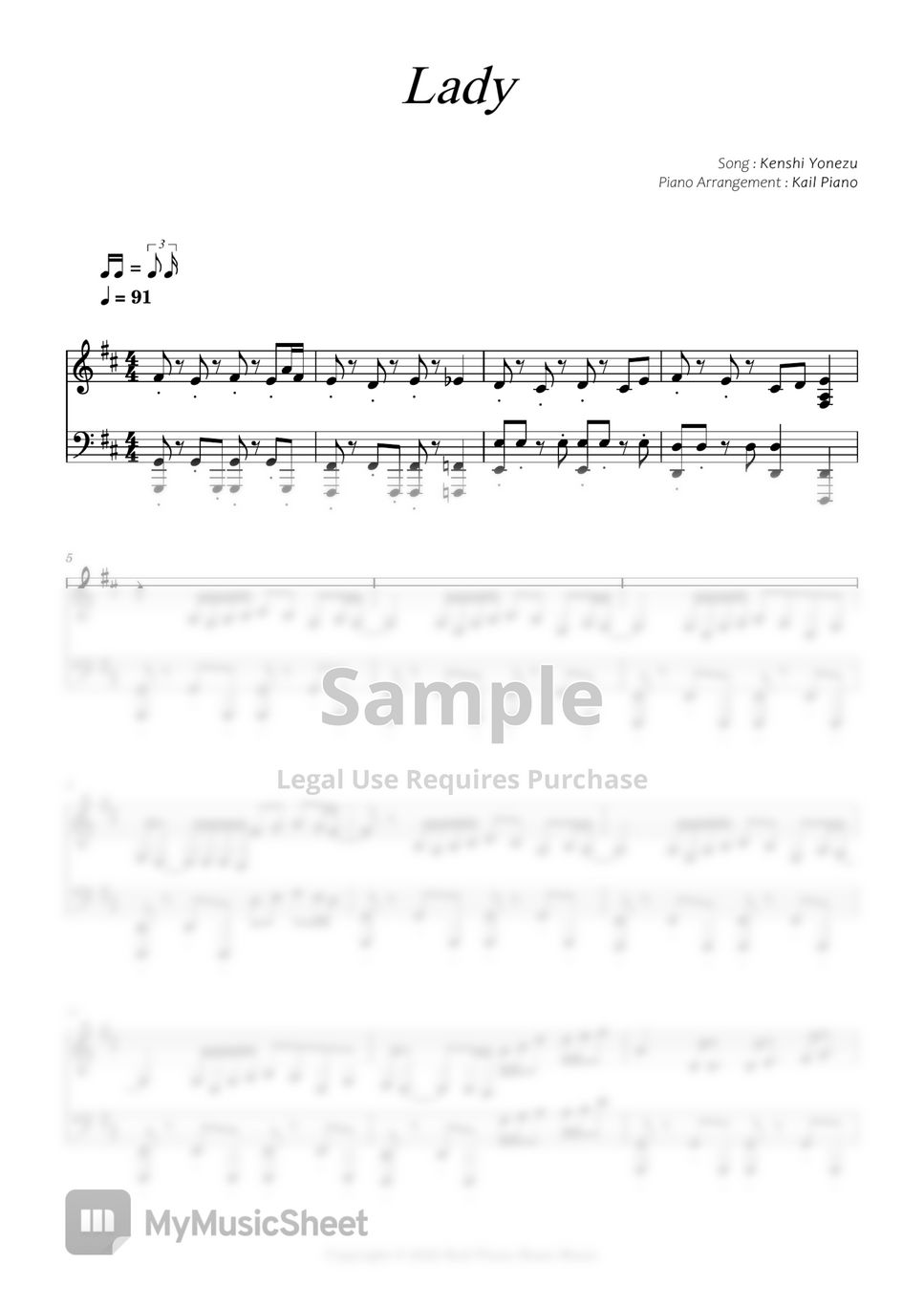 Yoenzu Kenshi - LADY (Piano) Sheets by Kail Piano