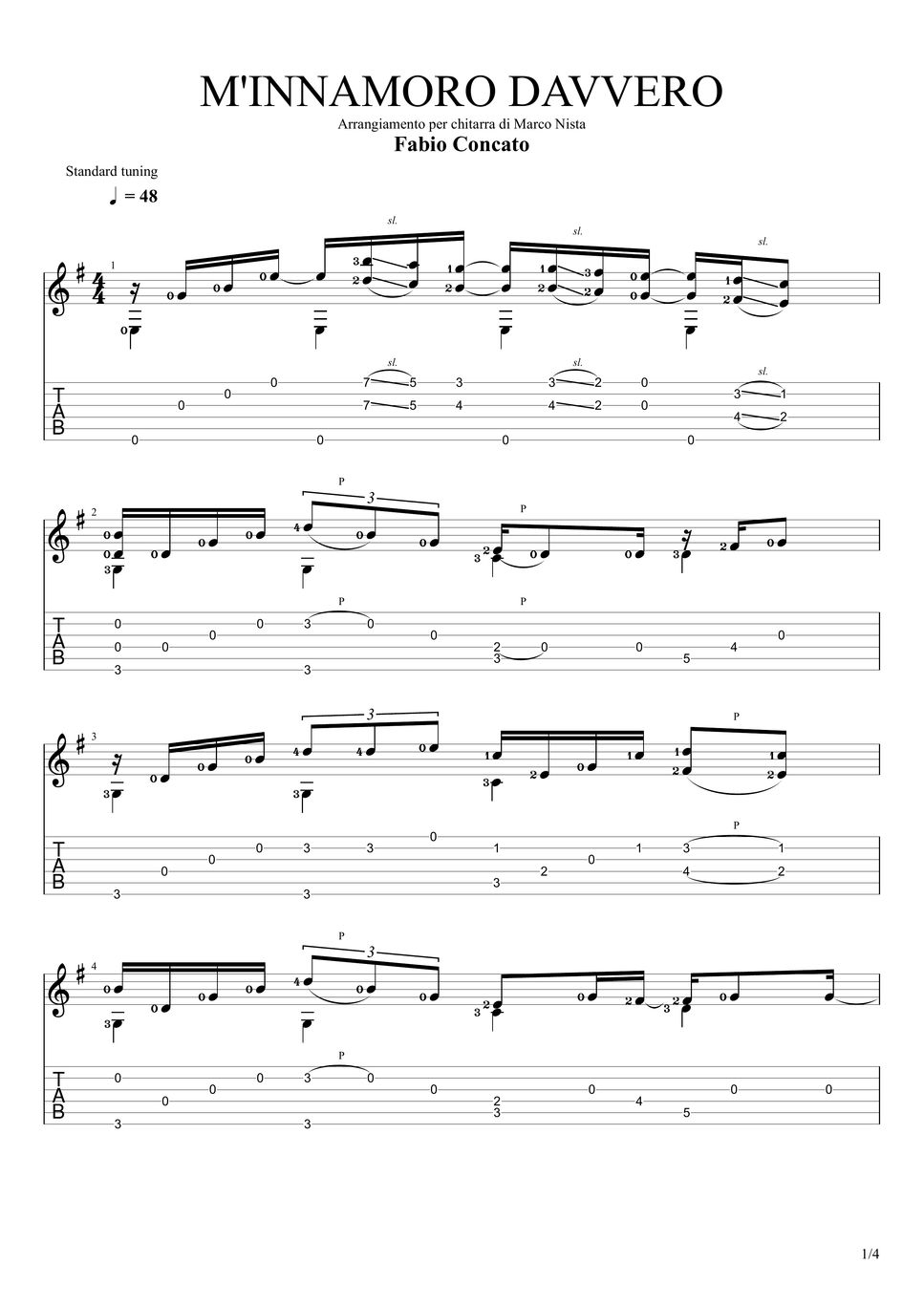 Fabio Concato - M'innamoro davvero (Solo Guitar Arrangement) แทป ...