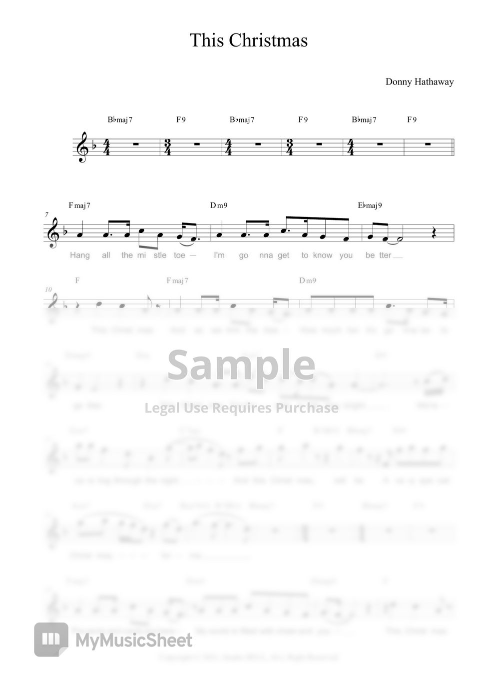 Donny hathaway - This christmas (Only Vocal.) Sheets by BELL