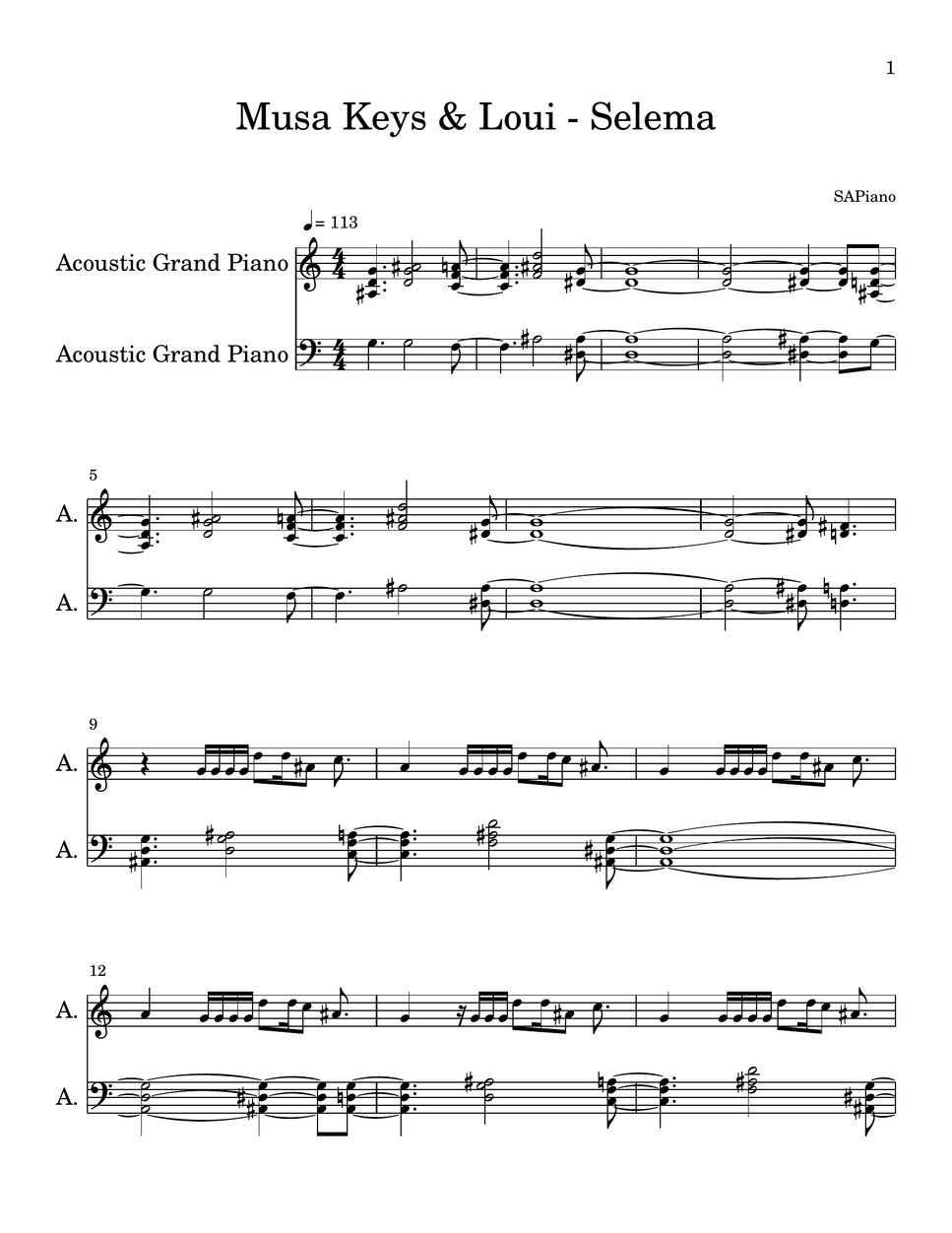 Musa Keys & Loui - Selema (PIANO SHEET) Sheets by SA Piano