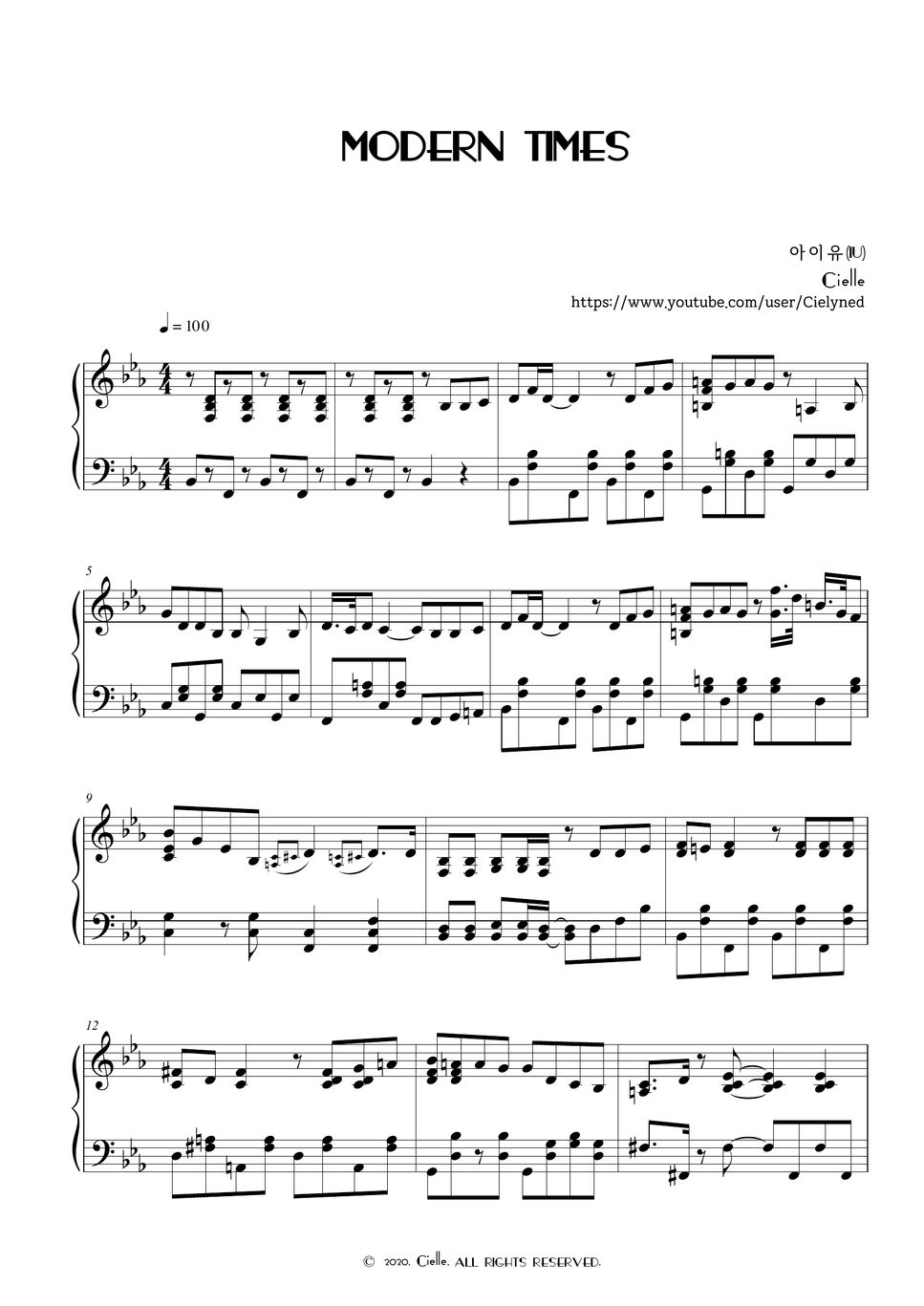 IU - Modern Times 악보 by Cielle