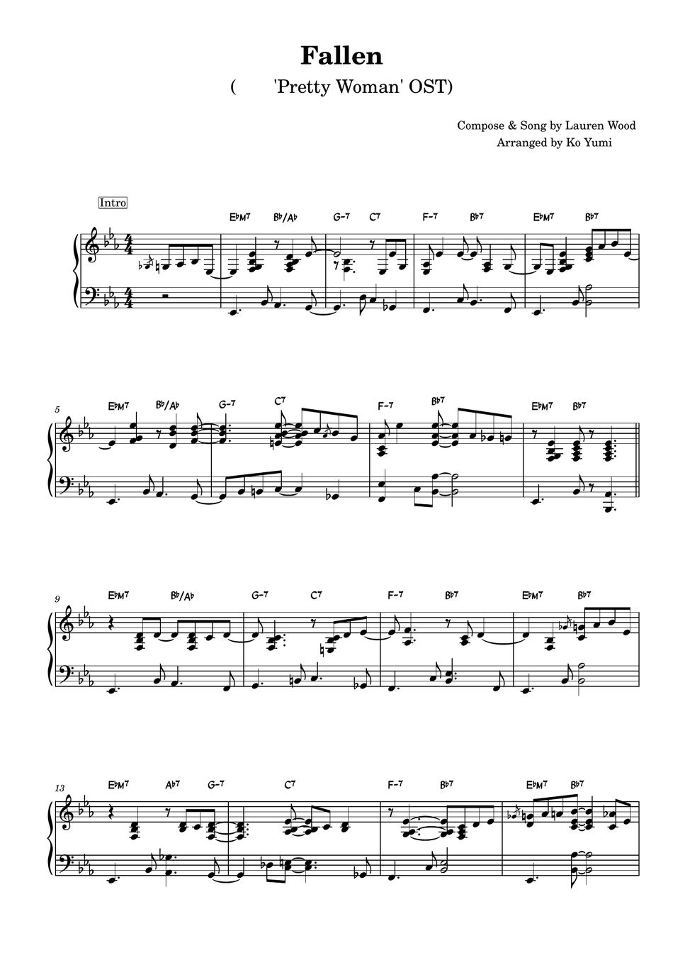 Lauren Wood - Fallen (bossa nova ver.) 樂譜 by KoYumi Music