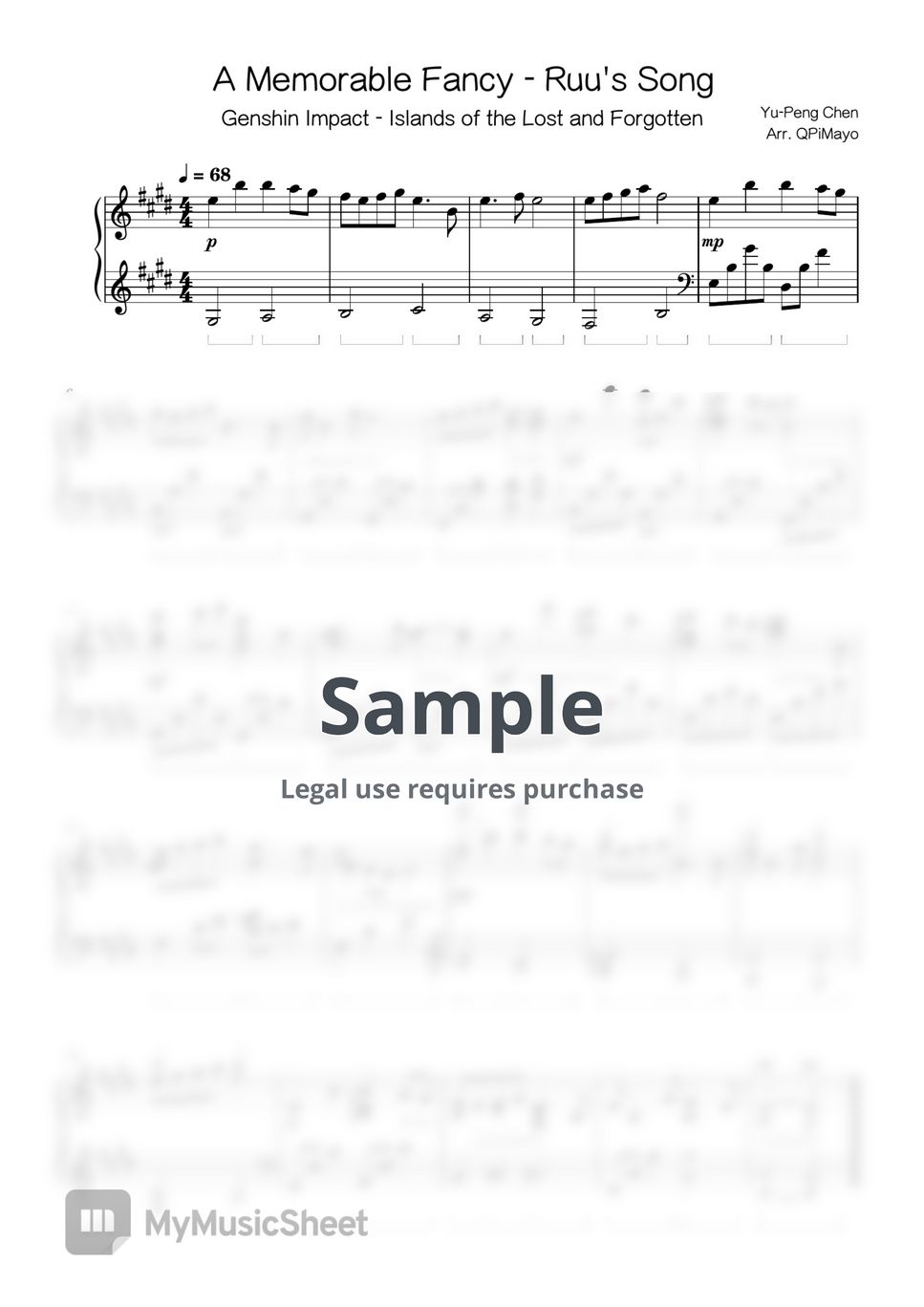 Genshin Impact - A Memorable Fancy (Ruu's Song) 악보 by QPiMayo