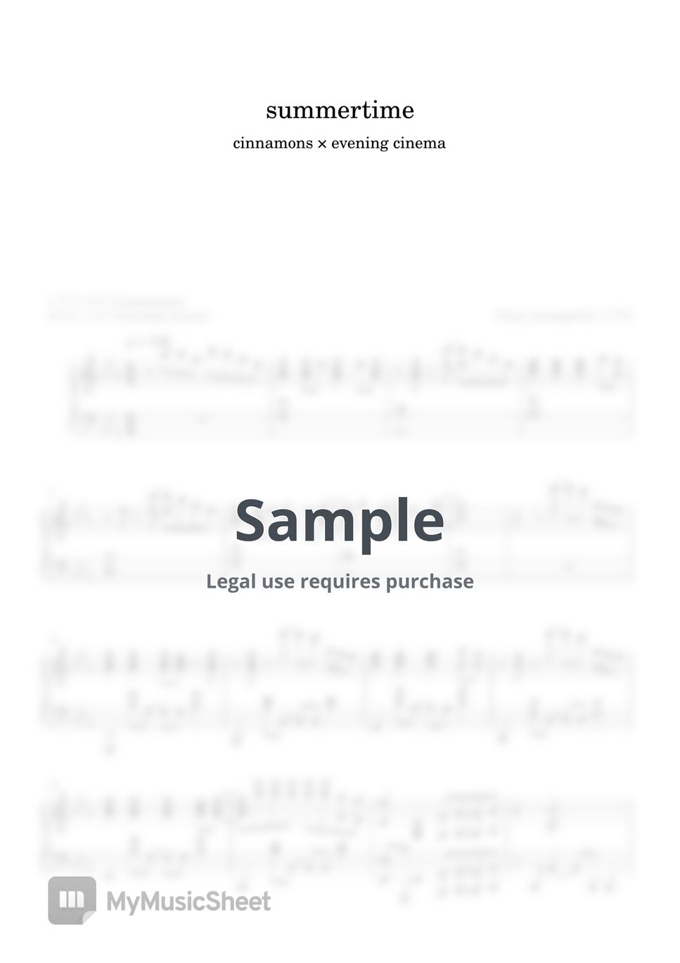 cinnamons - summertime (Short ver.) 악보 by Kuma Kim 김쿠마