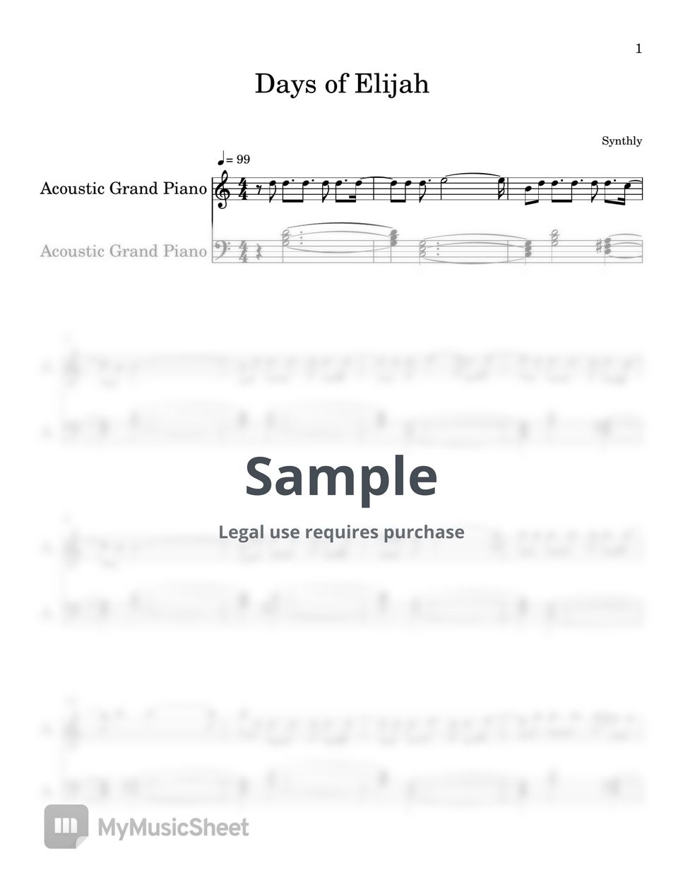 Robin Mark - Days of Elijah (EASY PIANO SHEET) Sheets by Synthly