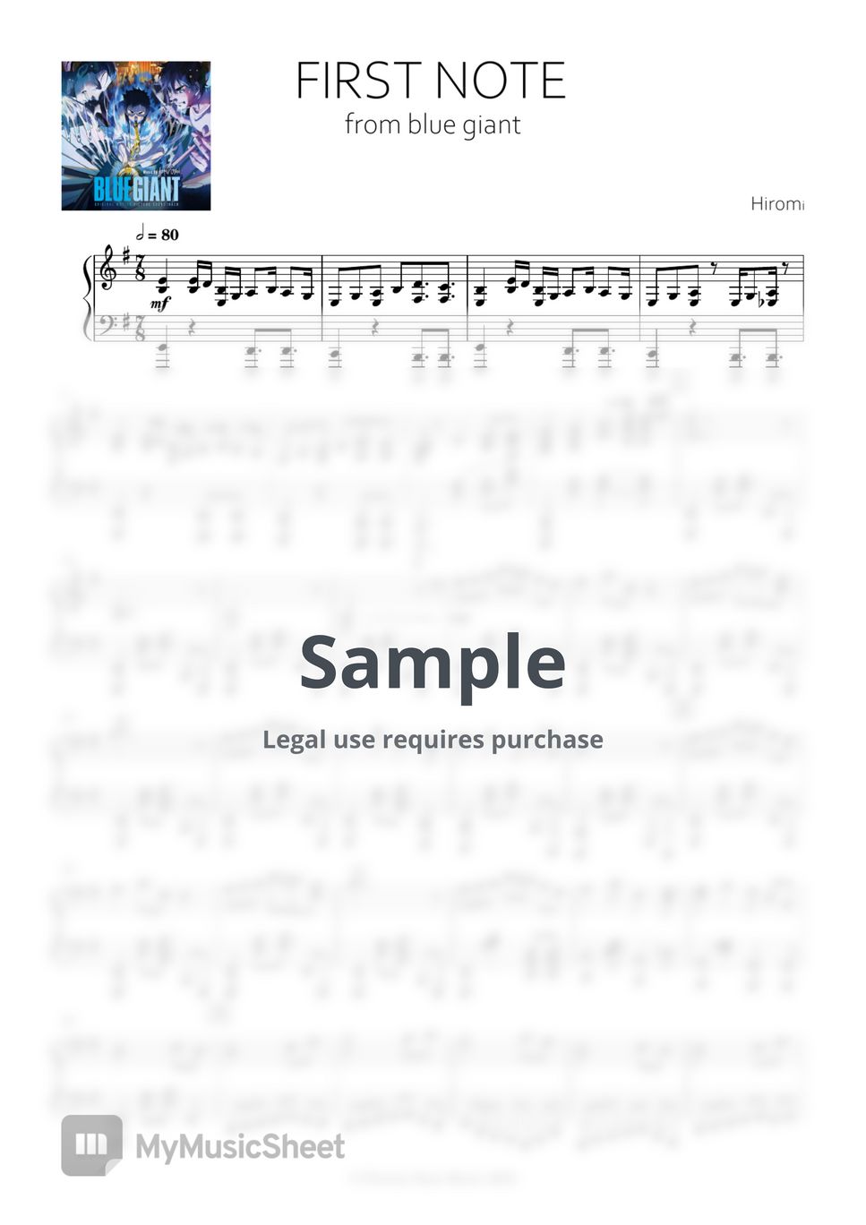 Hiromi Uehara - First Note from Blue Giant Sheets by J4zzman