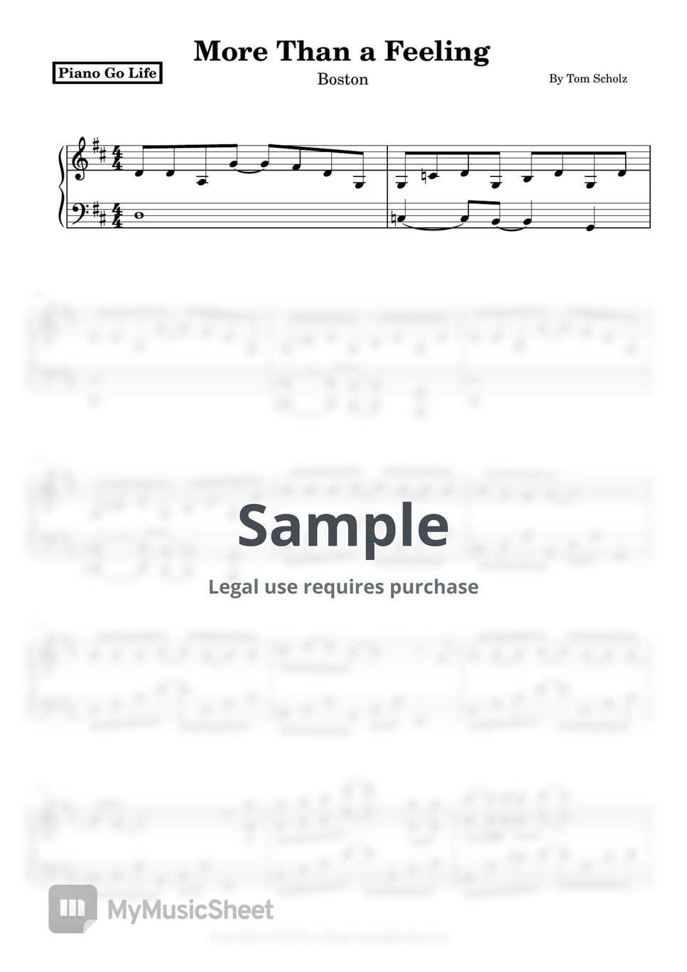 Boston - More Than a Feeling 악보 by Piano Go Life