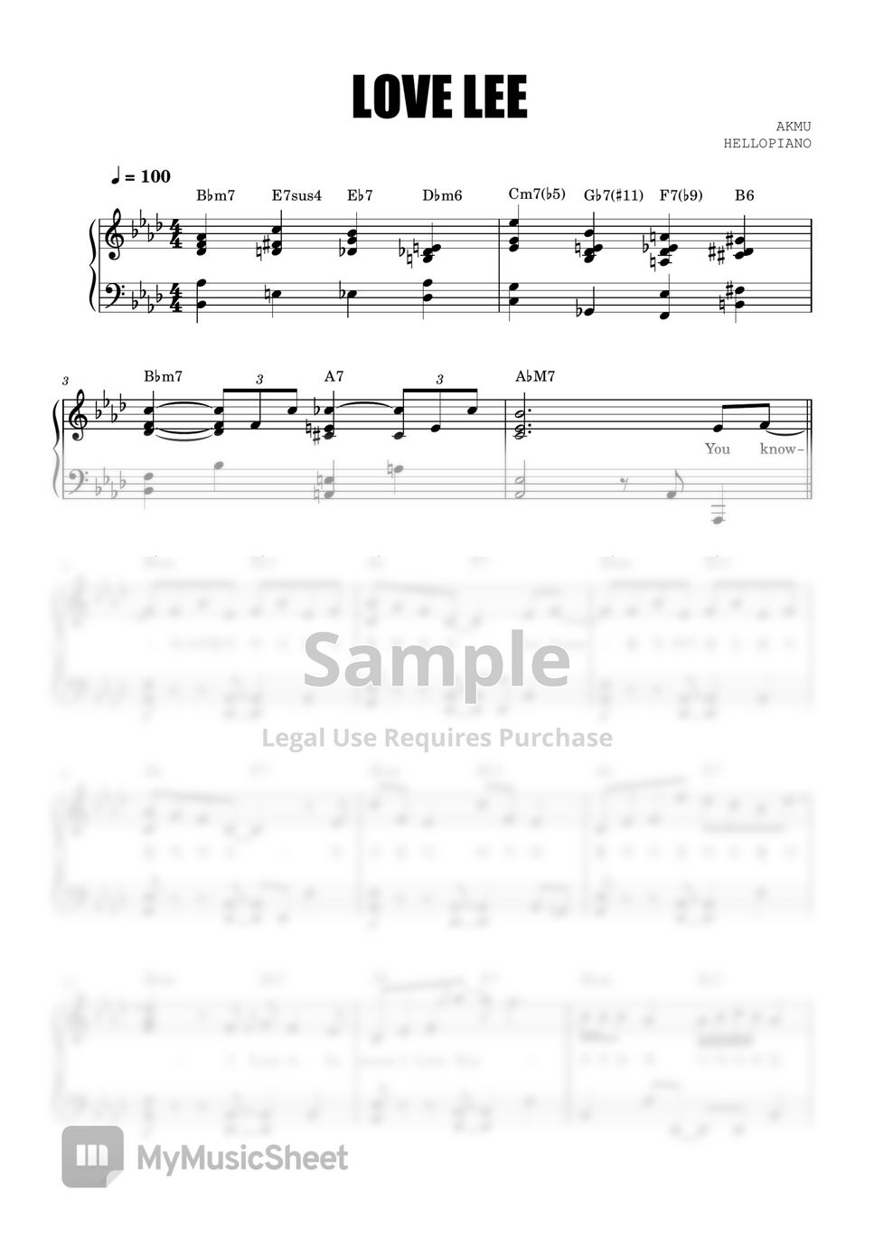 AKMU - LOVE LEE Sheets by HELLOPIANO