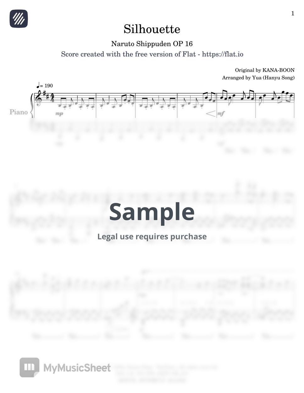 KANA-BOON - Silhouette Sheets by Yua (Hanyu Song)