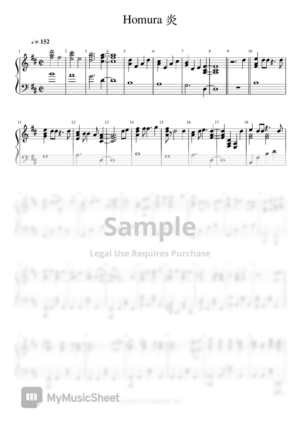 LiSA - Homura 炎 (Piano) Sheets by Littlebrother Kel.L