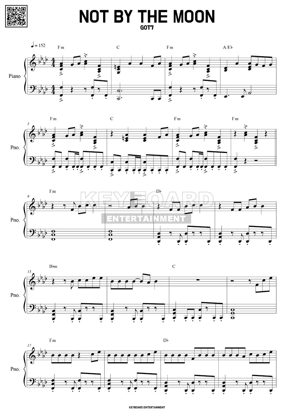 GOT7 (갓세븐) - NOT BY THE MOON (낫 바이 더 문) Sheet by KEYBOARD ENTERTAINMENT