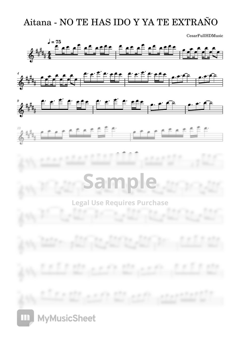 Aitana - NO TE HAS IDO Y YA TE EXTRAÑO Bladmuziek