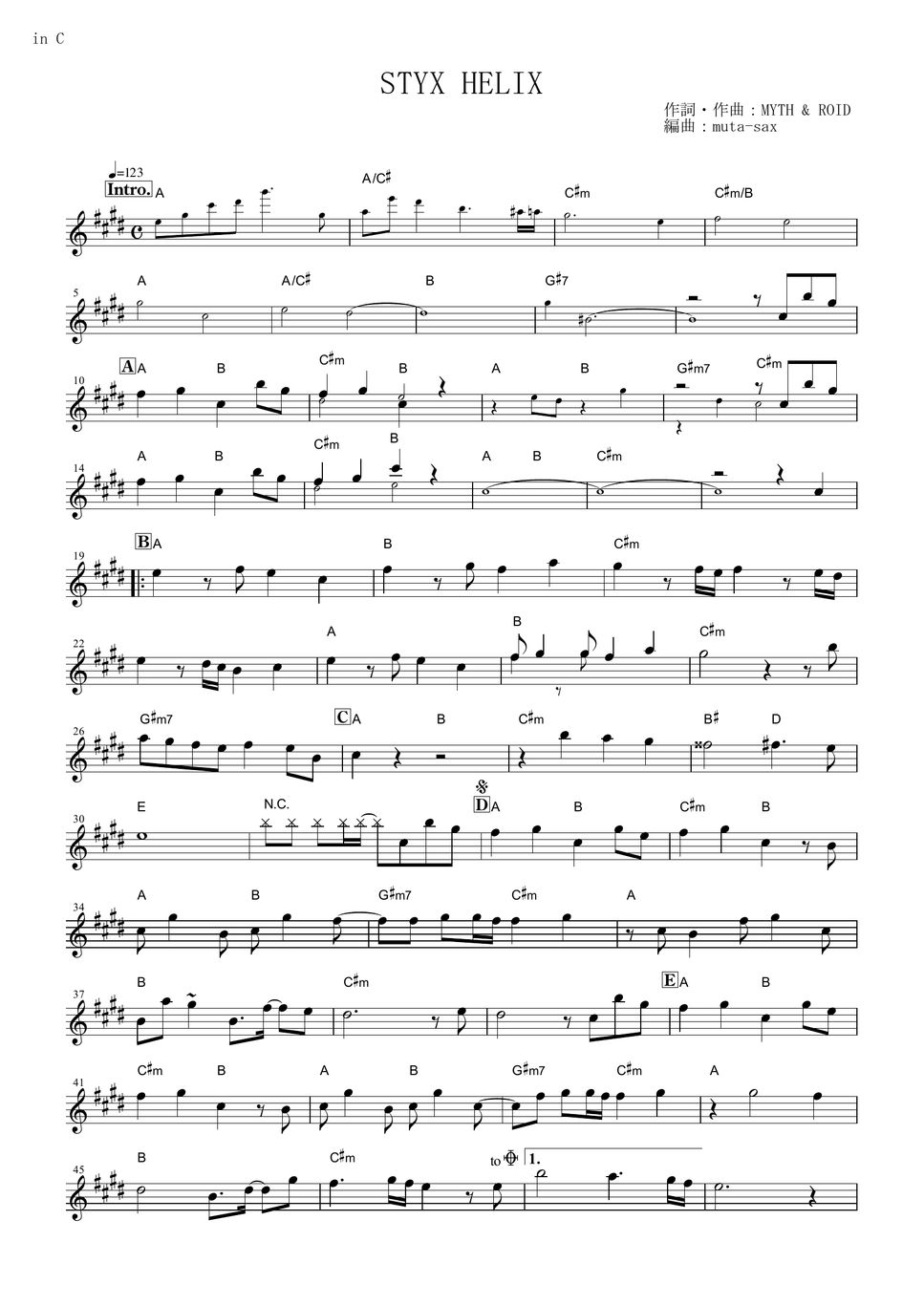 Re:ZERO -Starting Life in Another World- - STYX HELIX (in C) Partitura ...