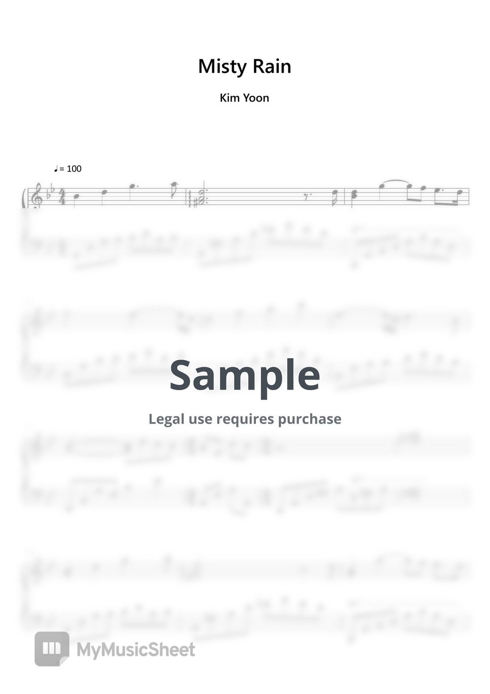 Kim Yoon - Misty Rain (Sheet Music, MIDI,) نوتة by sayu
