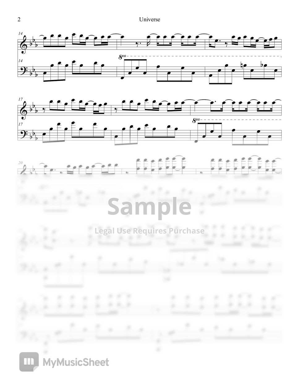 EXO - Universe Sheet Music by Lunar Piano