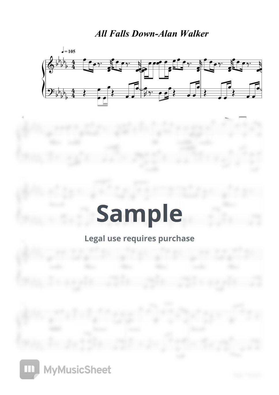 Alan Walker - All Falls Down (Alan Walker) Sheets by Yilun