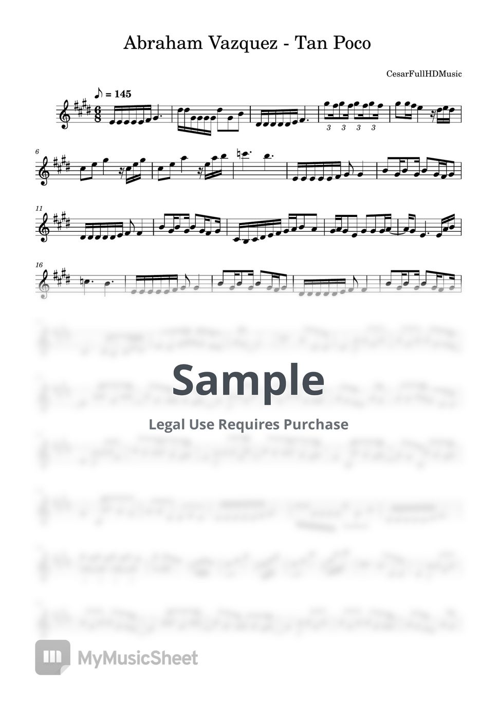 Abraham Vazquez - Tan Poco Sheet Music