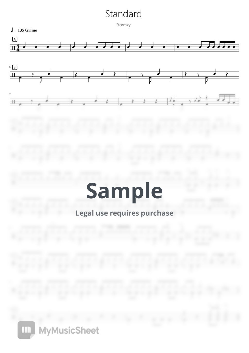 Stormzy - Standard【Rock school Lv3】 Sheet Music by 看哦爱随风