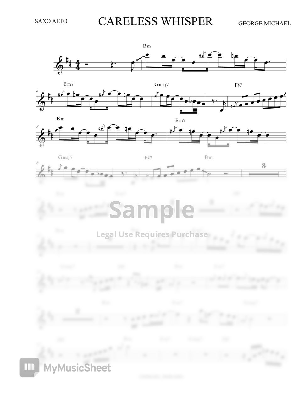 Careless Whisper Sheet Music By George Michael Saxophone George