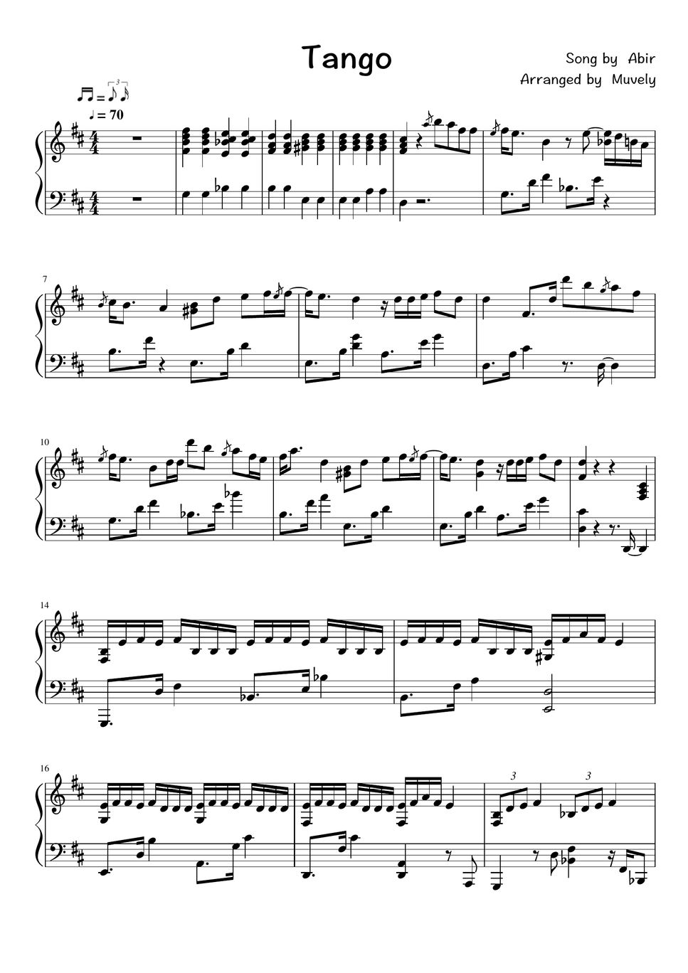 Abir - Tango Partition musicale by Muvely