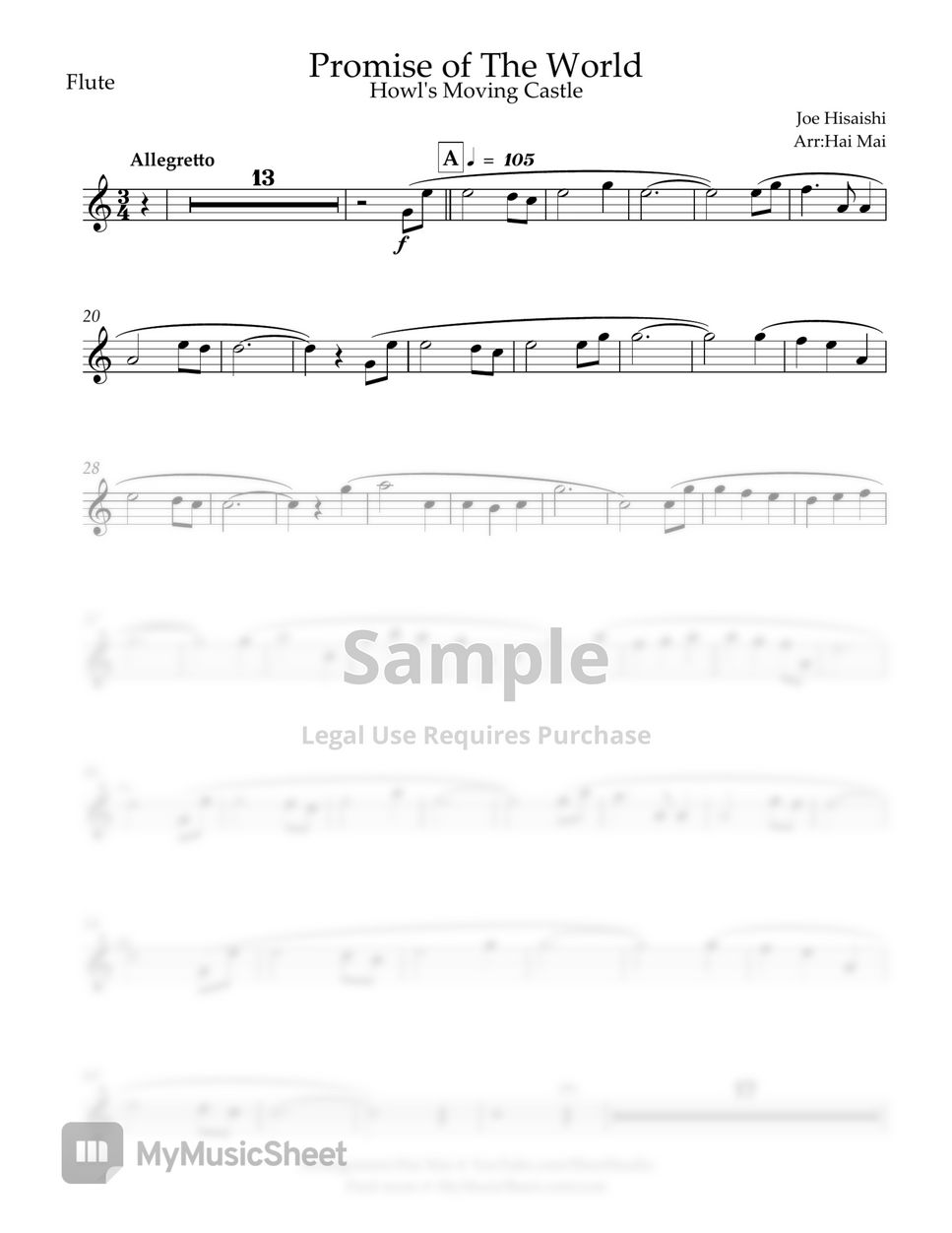 Joe Hisaishi - Promise of The World for Flute and Orchestra - Set of ...