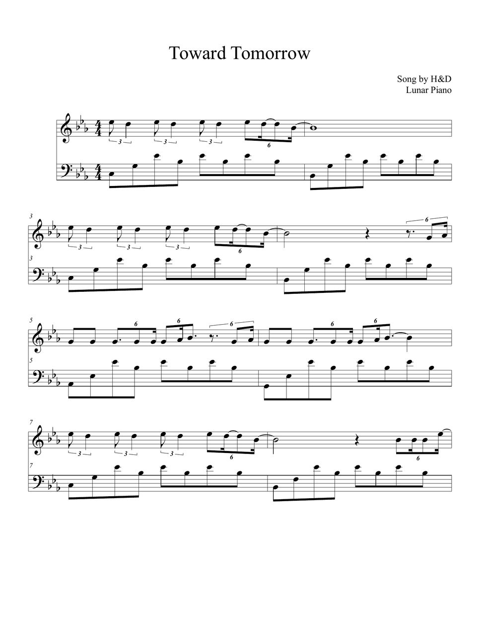 H&D - Toward Tomorrow Sheet by Lunar Piano