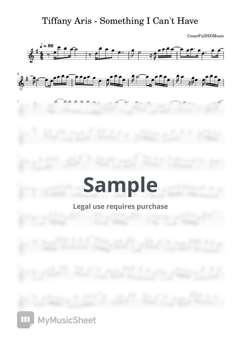 Tiffany Aris - Something I Can't Have 악보