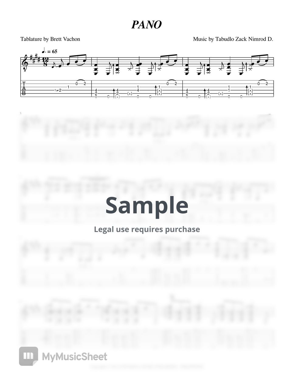 Zack Tabudlo - Pano Tab + 1staff by Brett Vachon