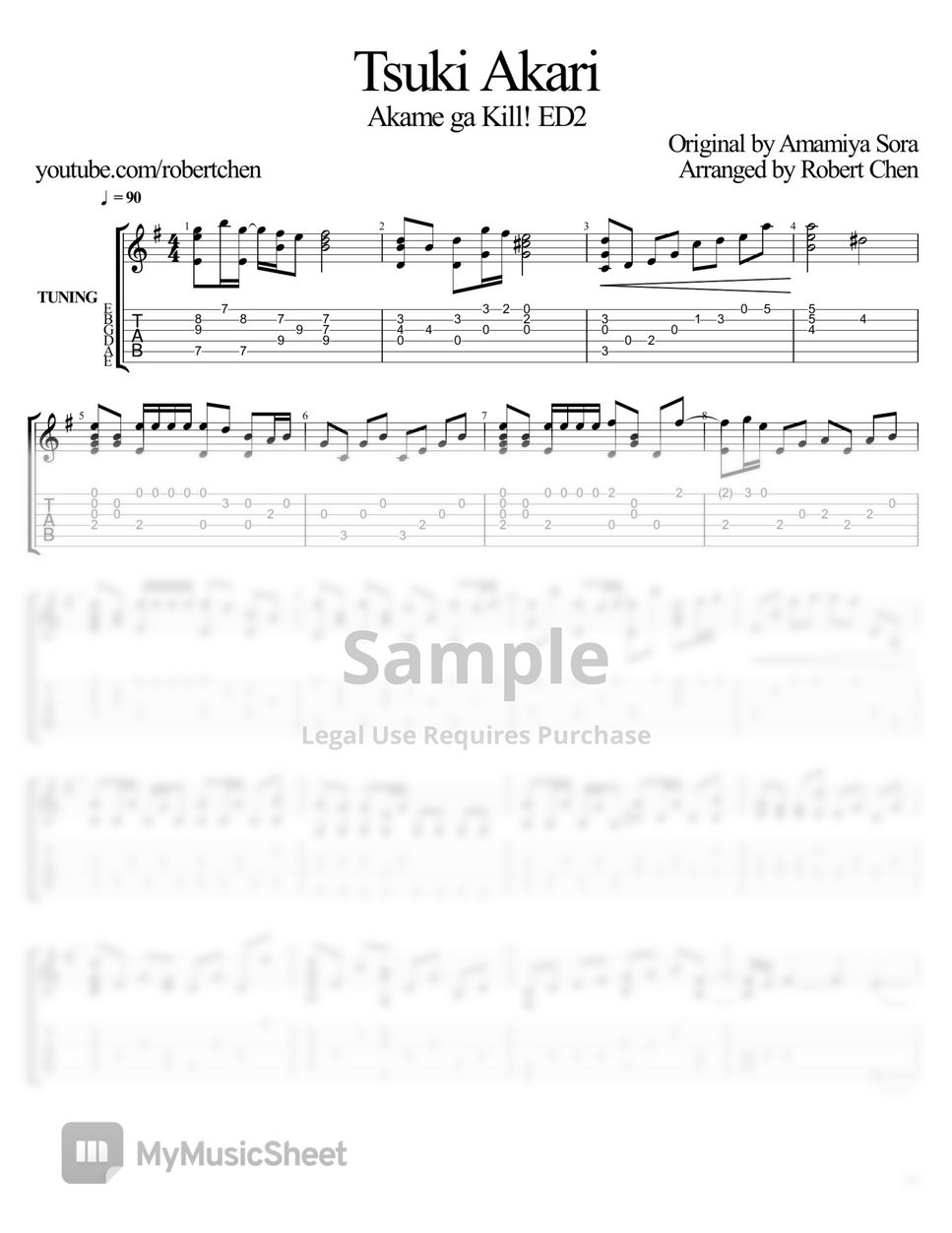 Amamiya Sora - Akame ga Kill ED2 - "Tsuki Akari" نوتة by Robert Chen