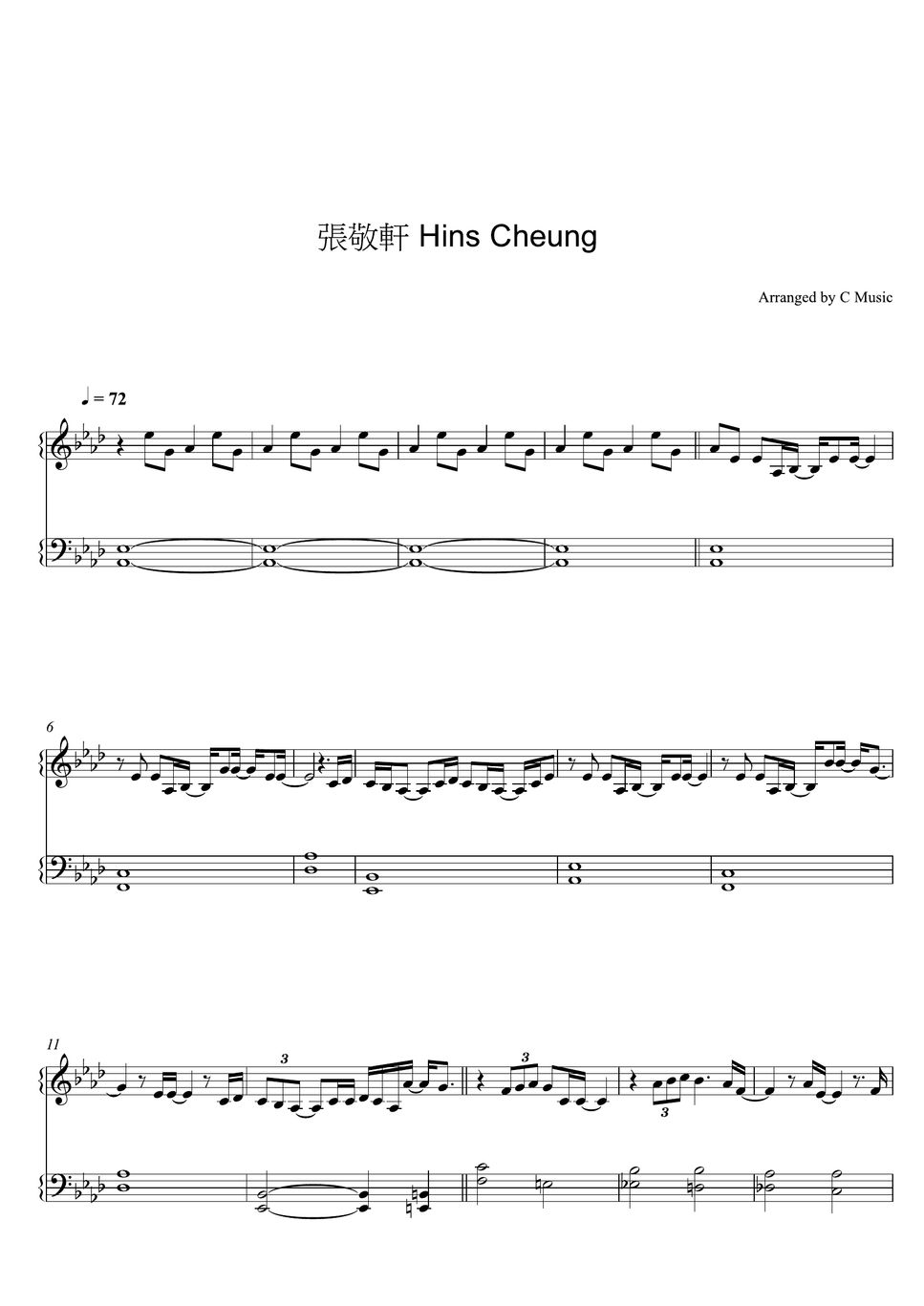 張敬軒 Hins Cheung - 重頭開始 Partitura by C Music