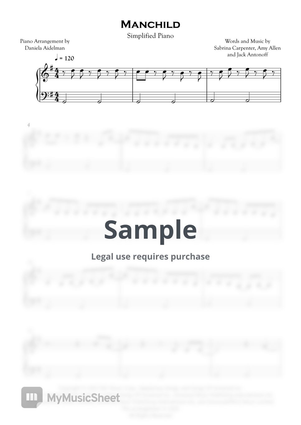 Sabrina Carpenter - Manchild Sheet Music by Daniela Aidelman