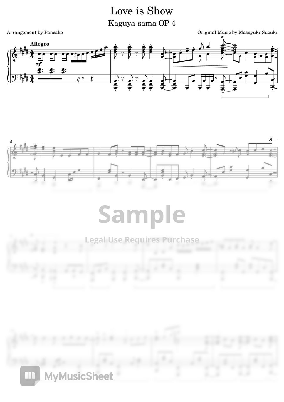 Masayuki Suzuki - Love is Show Sheet Music by Pancake