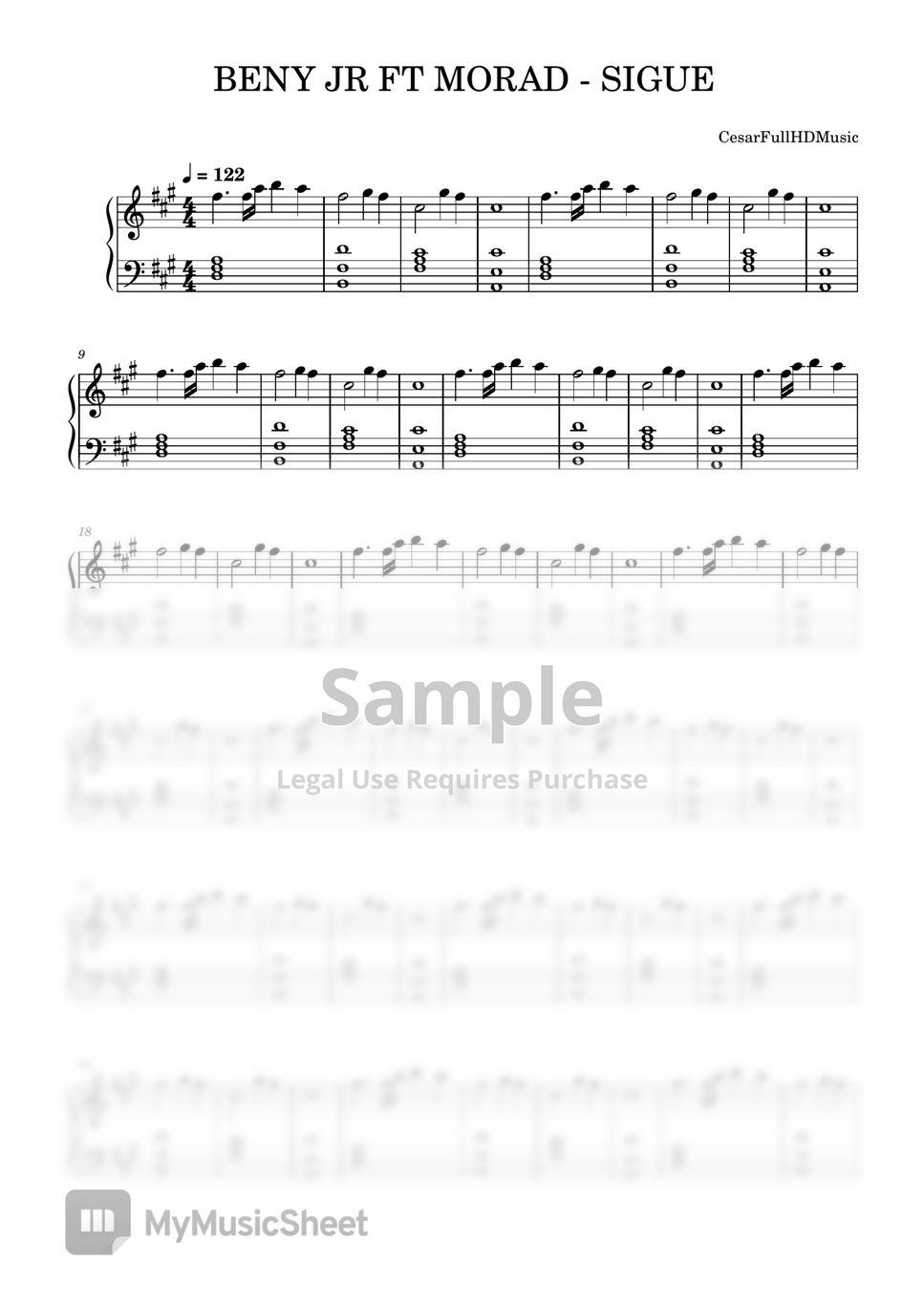 BENY JR FT MORAD - SIGUE 楽譜
