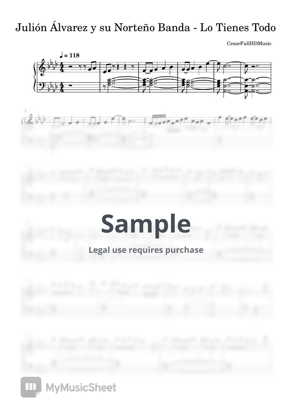 Julión Álvarez y su Norteño Banda - Lo Tienes Todo Sheet Music