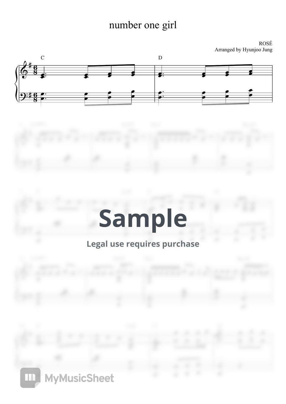 ROSÉ - number one girl (Piano solo) Sheet Music by Hyunjoo Jung