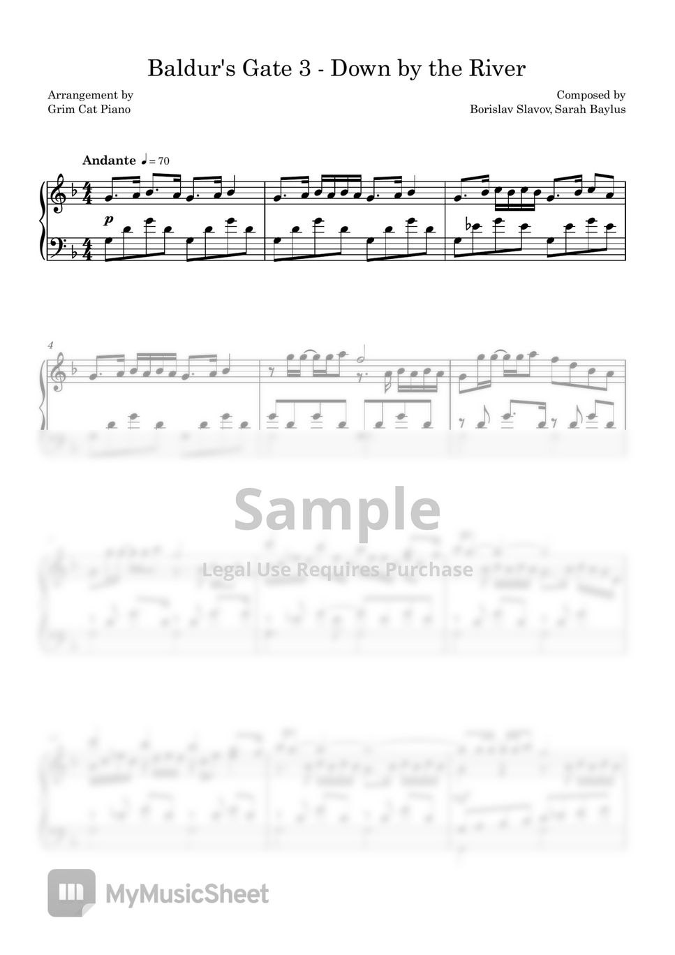 Baldur's Gate 3 (Borislav Slavov) - Down By The River 악보 by Grim Cat Piano