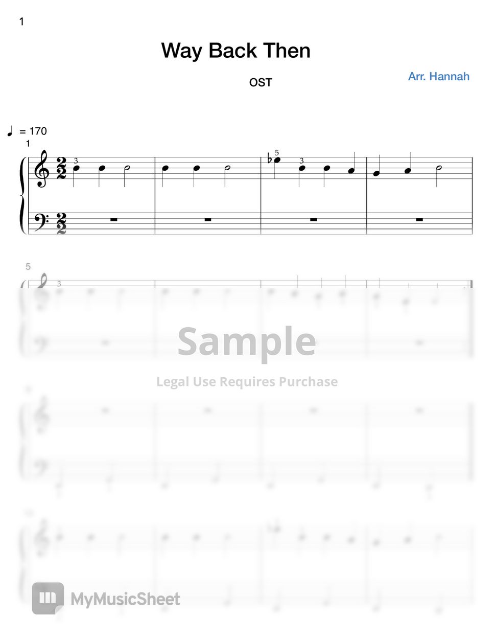 정재일 - way back then 악보 by Hannah